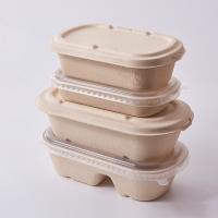 China Nontoxic Greaseproof Bagasse 65mm Pulp Food Containers for sale