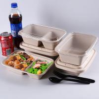 China Nontoxic Greaseproof Bagasse 65mm Pulp Food Containers for sale