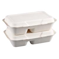 China Compostable Waterproof Clamshell Sugarcane Takeaway Boxes for sale