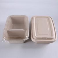 China Biodegradable 2 Compartment Renewable Bagasse Food Containers for sale