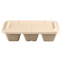 China Biodegradable 3 Compartment Sugarcane Pulp Takeaway Paper Food Container for sale