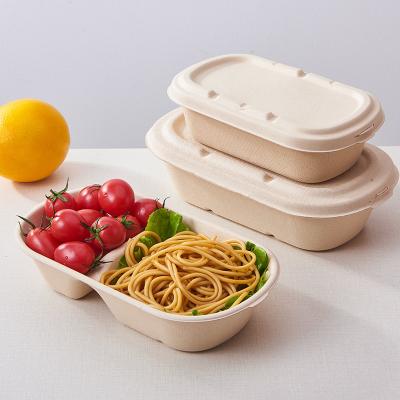 China Recycled Two Compartment Takeaway 850ml Pulp Food Containers BPA Free for sale