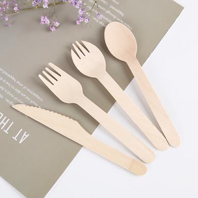 China Polished Handle  TUV 20cm Wooden Disposable Utensils for sale