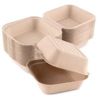 China Sanitary Hamburger 600ML Bagasse Food Containers for sale