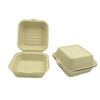 China Sanitary Hamburger 600ML Bagasse Food Containers for sale