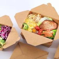 China Eco-friendly Folded Kraft Paper Food Box for Fast Food,Salad, Fruit for sale