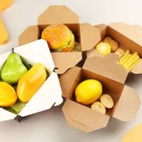 China Eco-friendly Folded Kraft Paper Food Box for Fast Food,Salad, Fruit for sale