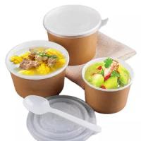 China Disposable Refrigerable 40oz Kraft Paper Soup Containers for sale