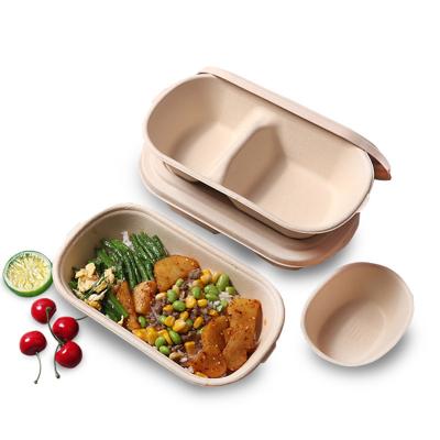 China Nontoxic Greaseproof Bagasse 65mm Pulp Food Containers for sale