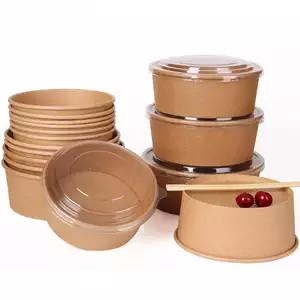 China Disposable Takeaway Kraft Paper Salad Bowls for sale