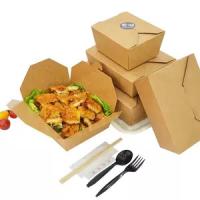 China Eco-friendly Folded Kraft Paper Food Box for Fast Food,Salad, Fruit for sale
