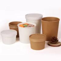 China Printed SGS Microwavable Kraft Paper Bowls With Lid for sale