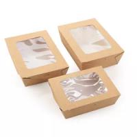 China Degradable  Restaurant Visible ODM Kraft Paper Lunch Box for sale