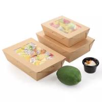 China Disposable Takeaway Kraft Paper Boxes with PET Window for sale