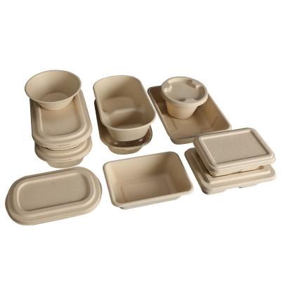 China Decomposable 1000ML  Pulp Food Containers With Lid for sale