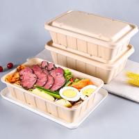 China Microwavable Freezer 2500ML Bagasse Food Containers With Lid for sale