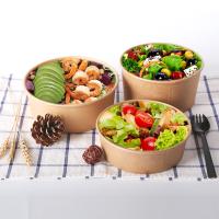 China Disposable Salad  Compostable 460ml Kraft Paper Cups for sale