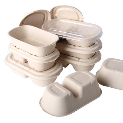 China TUV  500ml Oval Bagasse Pulp Food Containers With PET Lid Cover for sale