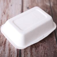 China 600ml Takeaway White Clamshell Lunch Food Box Sugar Cane Fiber for sale