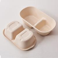 China Recycled Two Compartment Takeaway 850ml Pulp Food Containers BPA Free for sale