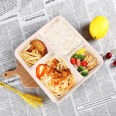 China Catering Leak Proof 4 Compartment Pulp Food Containers Oil Absorbing for sale