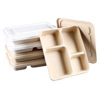 China Catering Leak Proof 4 Compartment Pulp Food Containers Oil Absorbing for sale