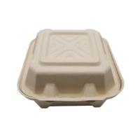 China Ecofriendly 140mm Bagasse clamshell Containers For Hamburger for sale