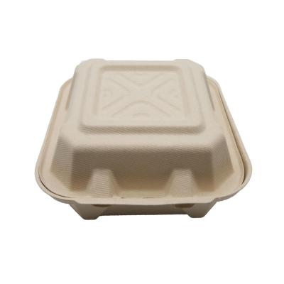 China Ecofriendly 140mm Bagasse clamshell Containers For Hamburger for sale