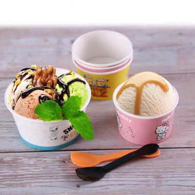 China Sturdy Leak Resistant Transparant Cover Ice Cream Paper Sundae Cups Disposable for sale