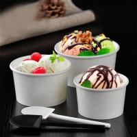 China Disposable Paperboard  Frozen Yoghurt Cups Containers With Transparent Lid for sale