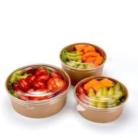 China 750ML KRAFT DISPOSABLE SUSHI SALAD CONTAINERS BOWLS WITH LIDS for sale