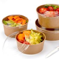 China Transparent PET Lid Compostable  Paper Takeaway Containers Leakproof for sale