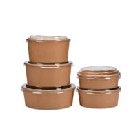 China CE  750ml Cardboard  Kraft Salad Container With Clear Lids for sale