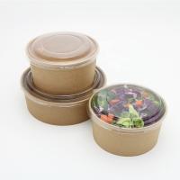 China 1000ml 1300ml Disposable PE Coating  Kraft Salad Soup Bowl for sale