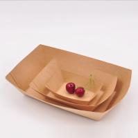 China Grease Proofing Kraft Paper Food Trays With Film Surface Coating for sale