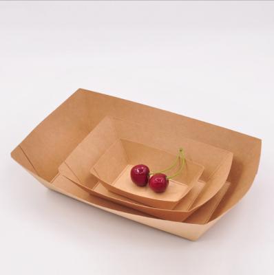 China Grease Proofing Kraft Paper Food Trays With Film Surface Coating for sale
