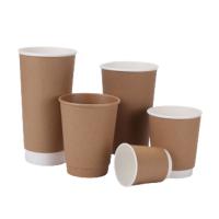 China 16oz 500ml Double Wall Takeaway Coffee Hot Beverage Kraft Paper Cups With Lids for sale