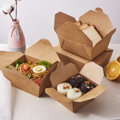 China Oilproof 2000ml Cardboard  Kraft Restaurant Takeaway Packaging  Box for sale
