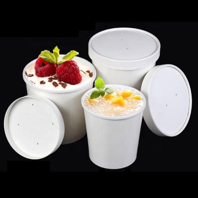 China 8 Oz Eco Friendly Disposable White Paper  Kraft Soup Cup  With Lids for sale