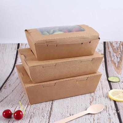 China 500ml Recyclable Biodegradable Kraft Takeaway Food Boxes Packaging for sale