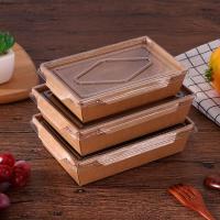 China Fast Food 1200ml  Disposable  Kraft Paper Bento Lunch Box for sale