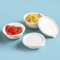 China Biodegradable White Color Bagasse Salad Bowl with Lid for sale