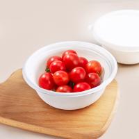 China Biodegradable White Color Bagasse Salad Bowl with Lid for sale