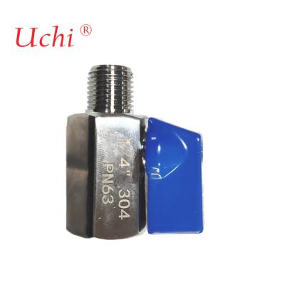 China Water Cooling Plate Water Valve 304 Stainless Steel Double Outer Inner And Outer Wire Micro Mini Ball Valve for sale