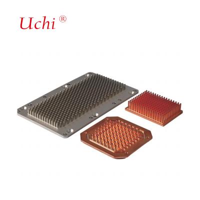 China Aluminum Pin Fin CPU Cold Plate Skived Heat Sink Cooling Solution for sale