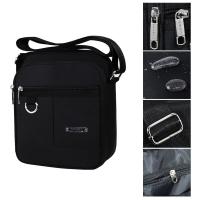 China Travel Shoulder Messenger Bag 2 Sizes Black Nylon Crossbody Bag Casual Waterproof for sale