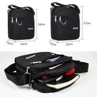 China Travel Shoulder Messenger Bag 2 Sizes Black Nylon Crossbody Bag Casual Waterproof for sale
