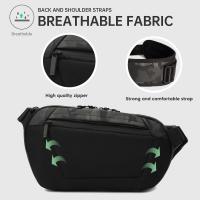 China Waterproof Chest Fashion Fanny Pack Black Anti Theft Crossbody Bag Oxford Sling Bags for sale