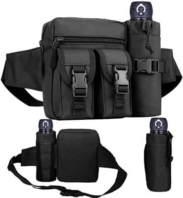 China Military Utility Waterproof Bum Bag Canvas Waist Pouch With Bottle Holder for sale