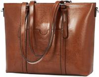 China Vintage Womens Leather Messenger Bag 15.6 Inch Laptop Tote Bag for sale